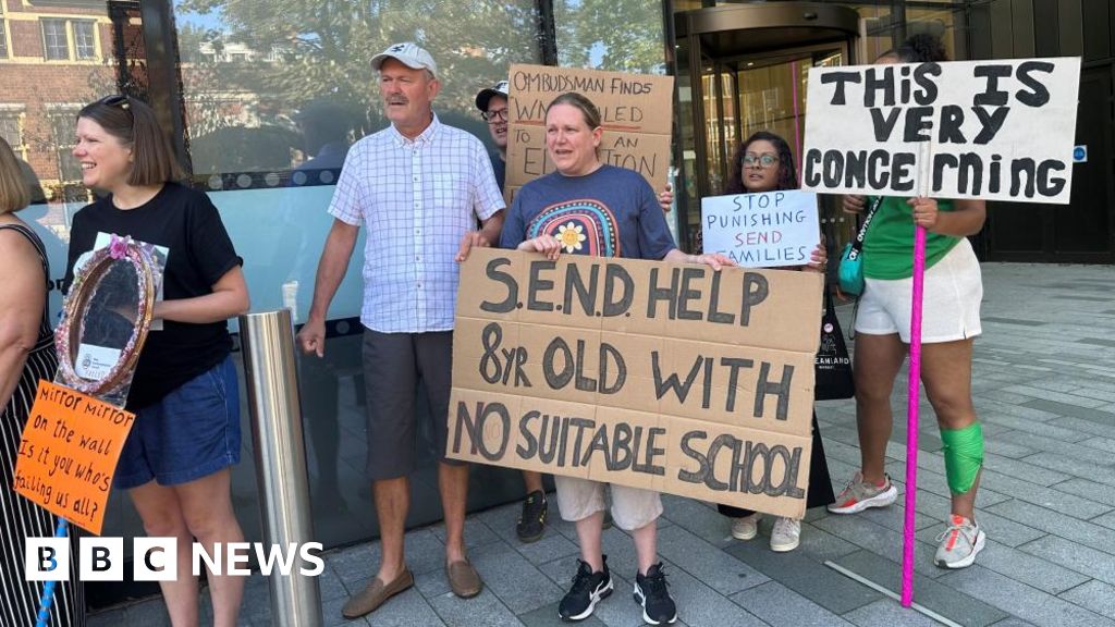 Parents of special needs children protest at Northamptonshire council HQ