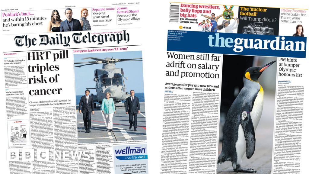Newspaper headlines: HRT 'cancer risk' and Olympic honours - BBC News