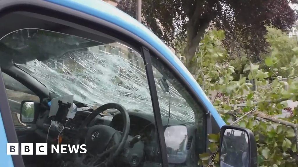 Storm Hector: Lucky escape for driver hit by falling tree