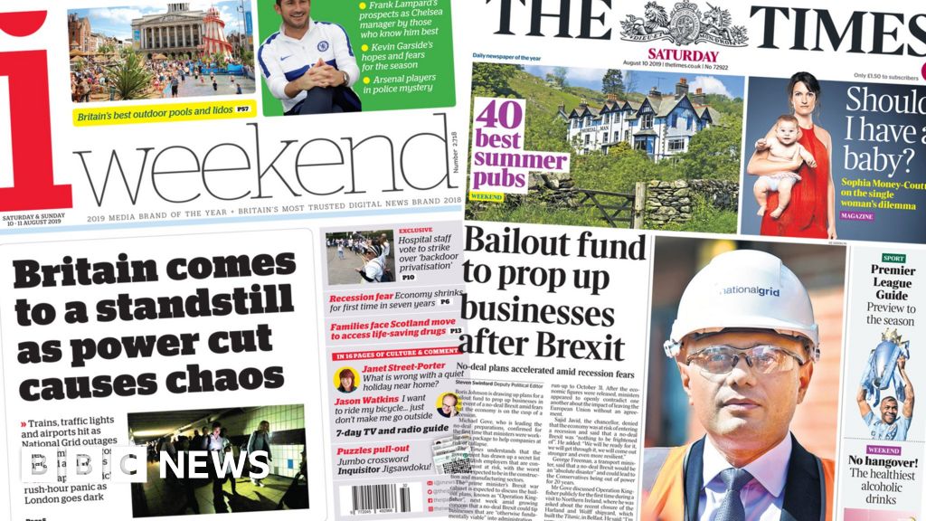 Newspaper headlines: Power cut 'chaos' and economy 'in reverse'