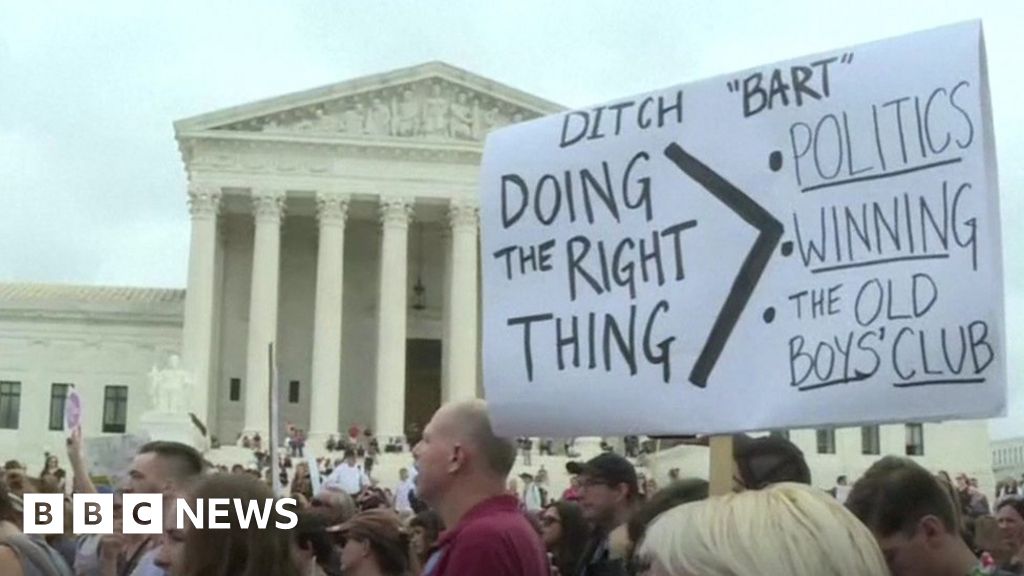 Protests outside Supreme Court against Brett Kavanaugh nomination