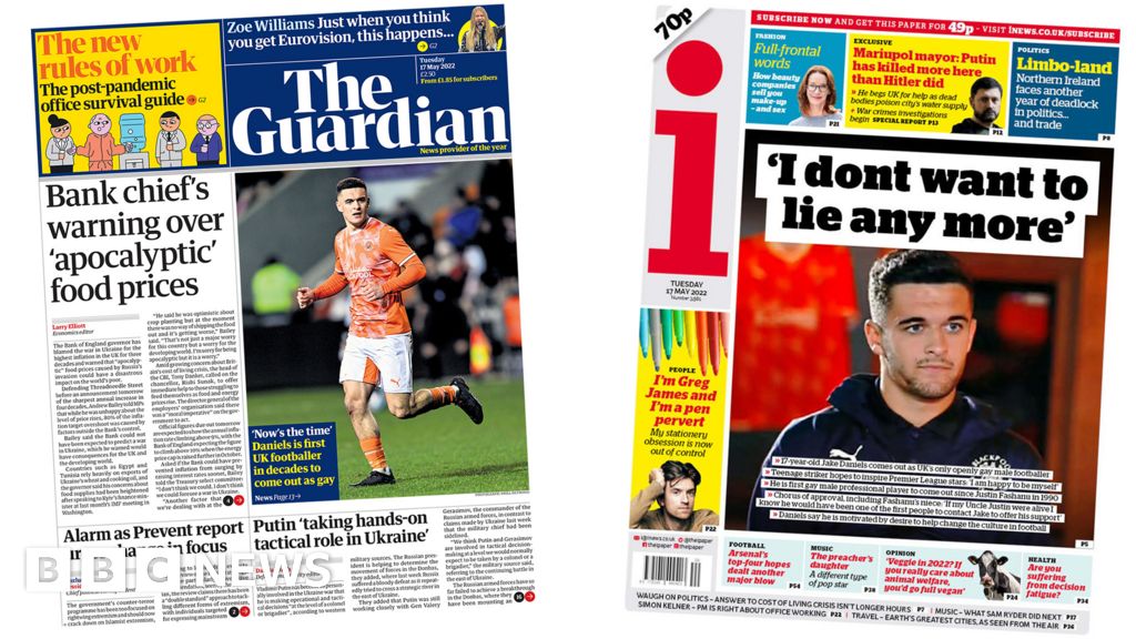 Newspaper headlines: 'Apocalyptic' food prices and footballer's gay pride