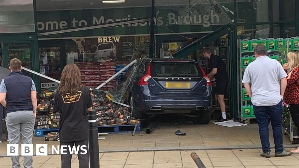 Driver injured as car crashes into Morrisons in Brough