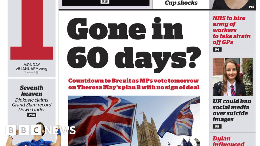 Newspaper headlines: Front pages focus on key Brexit vote - BBC News