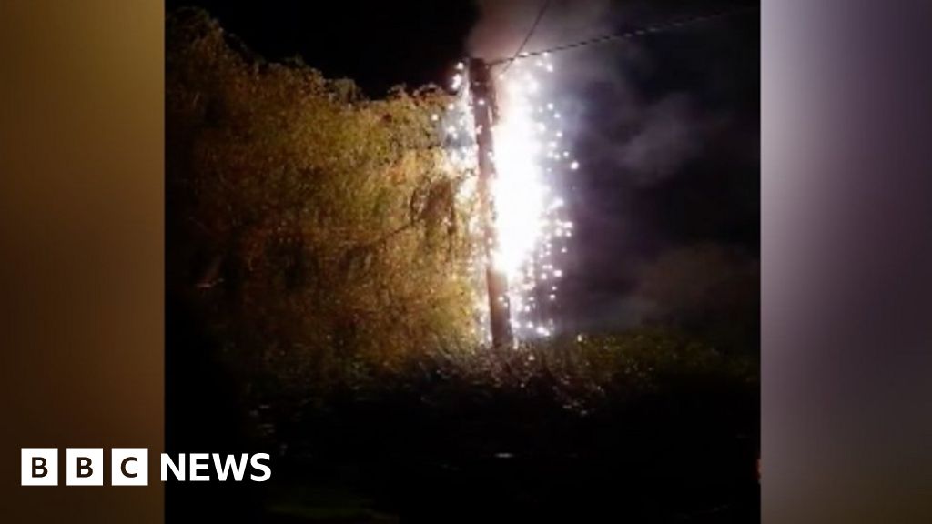 Dinas Powys electricity pole explodes in flames