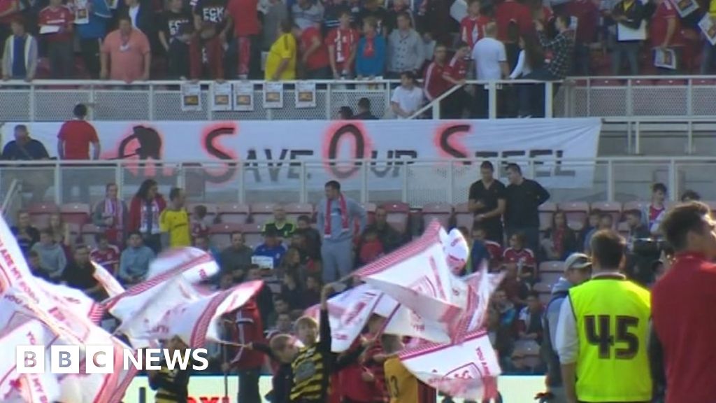 Boro players' topless calendar supports steelworkers - BBC News