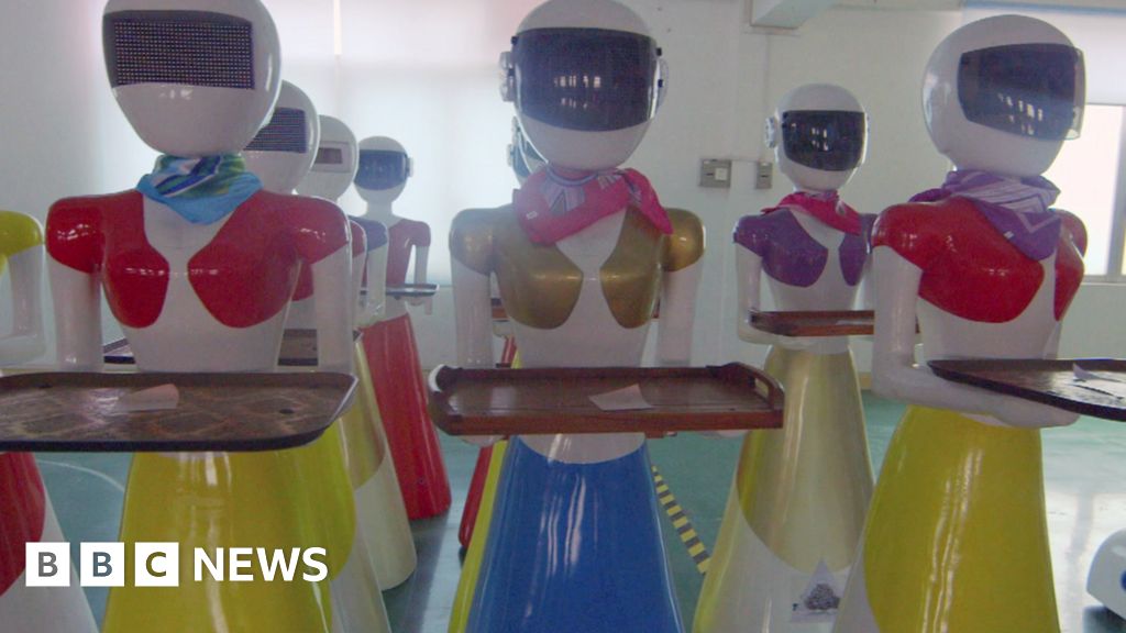 Inside a factory making robot waiters and waitresses - BBC News