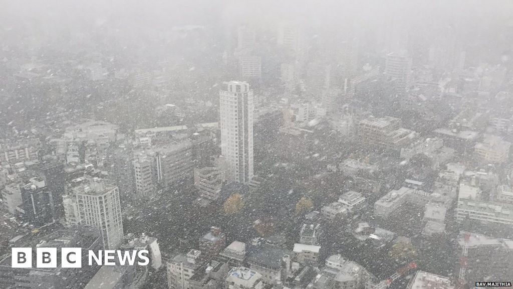 Snow falls in Tokyo in November for the first time in 54 years - BBC News
