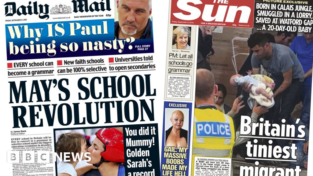 Newspaper headlines: Grammar school plans and 'safe' statins - BBC News