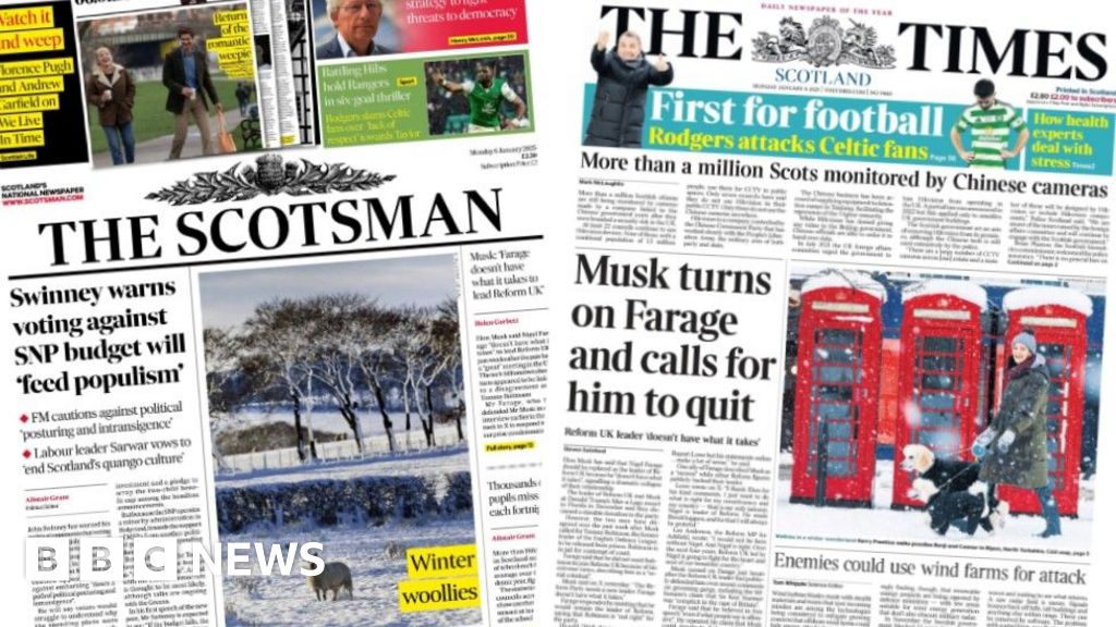 Scotland's papers: SNP budget plea and Musk turns on Farage