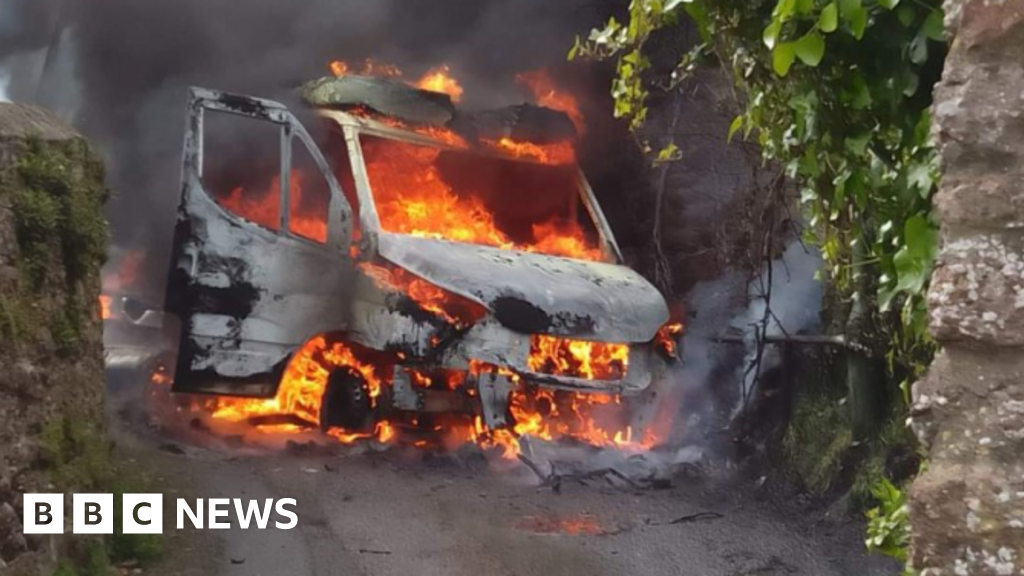 Van destroyed after catching fire in Paignton
