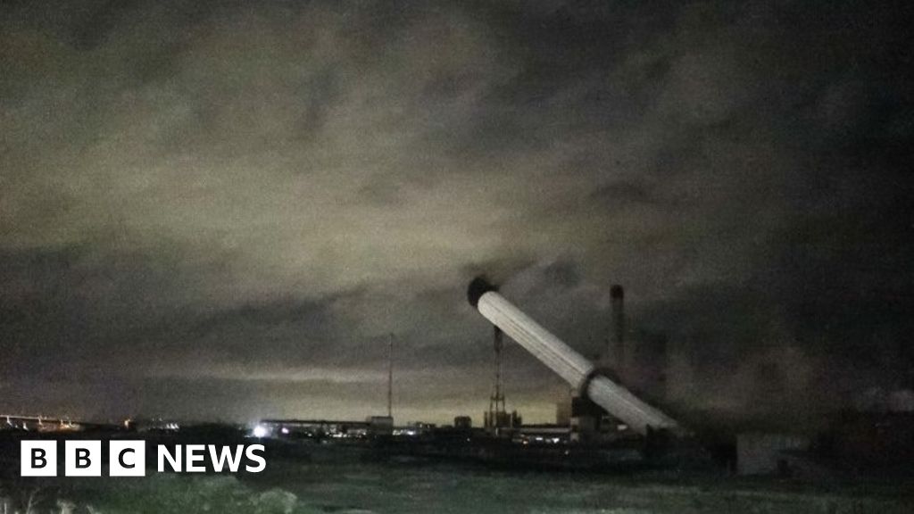 Teesworks: Redcar steelworks chimney demolished by man who put it up ...