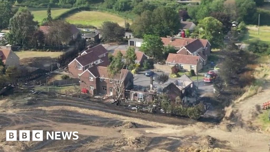 South Yorkshire fires: Drone footage reveals aftermath - BBC News