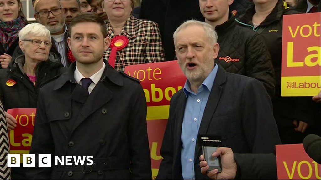 Jeremy Corbyn in Oldham to celebrate by-election win - BBC News