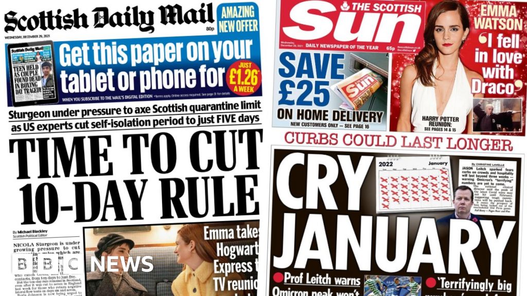 Scotland's papers: 'Cut isolation rules' and Omicron peak still to come ...