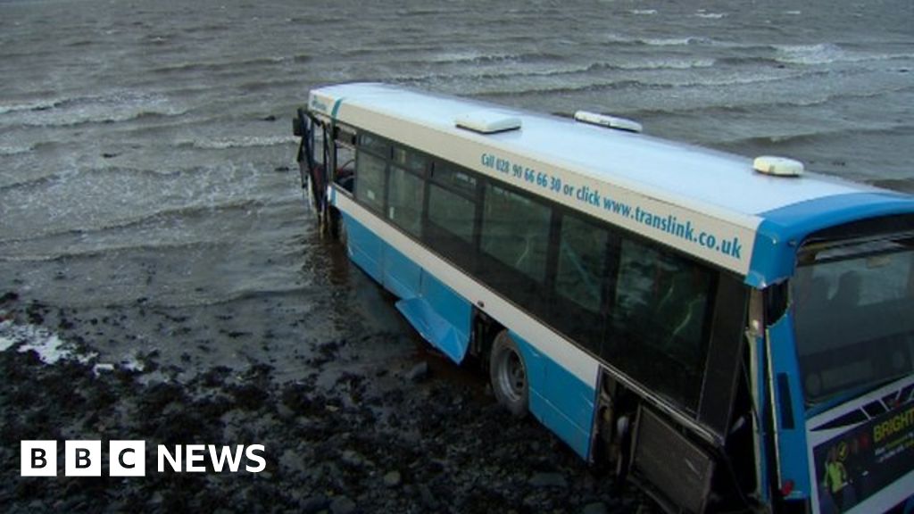 Newtownards, County Down: Bus lands on beach following crash - BBC News