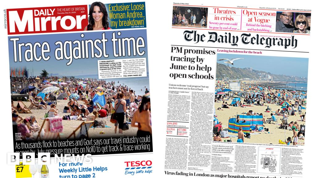 Newspaper headlines: 'Trace against time' as thousands flock to beaches ...