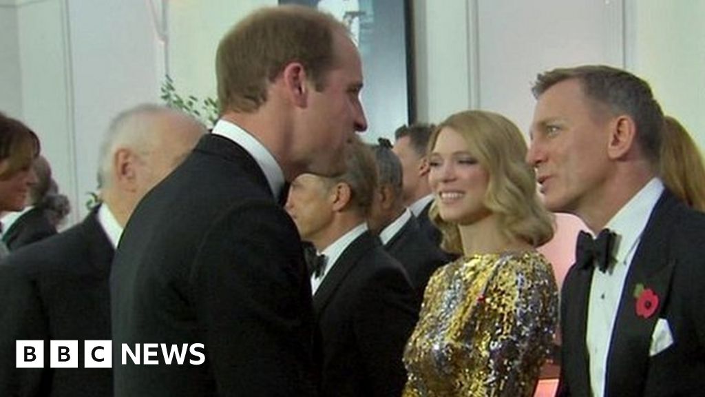 Royal family rub shoulders with Bond stars at premiere - BBC News