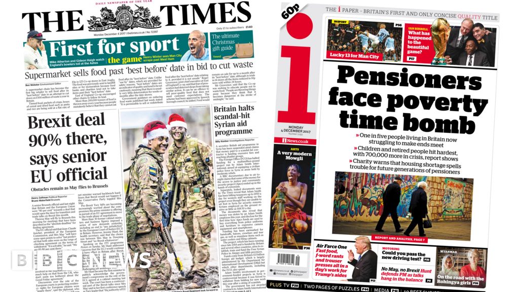 Newspaper headlines: Brexit deal '90% there' and Broke Britain