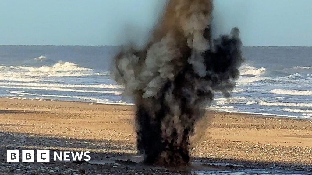 World War Two shell is detonated on beach in Norfolk