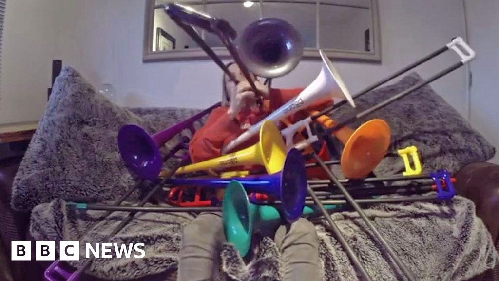 Trombones play the same tune for charity - BBC News