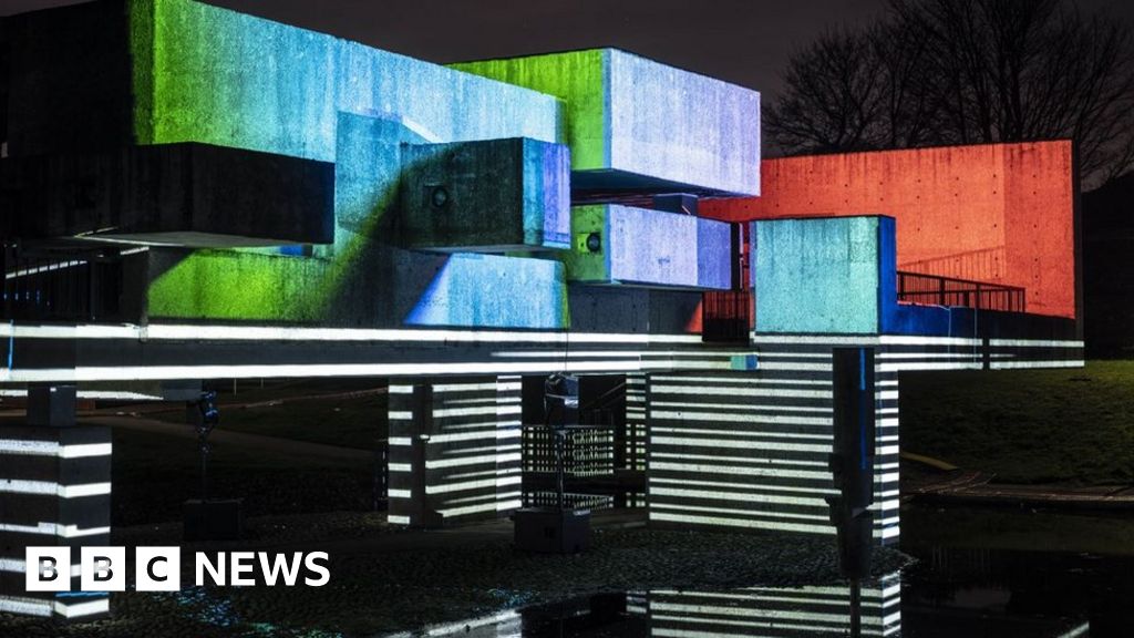 Peterlee's Apollo Pavilion illuminated for anniversary - BBC News