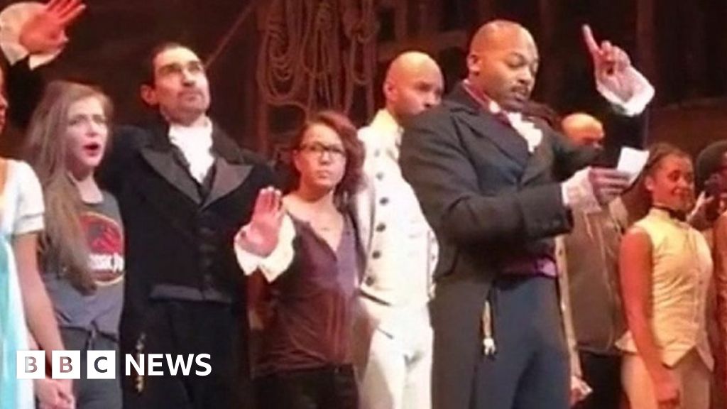 Trump locks horns with Hamilton musical cast over Pence booing - BBC News