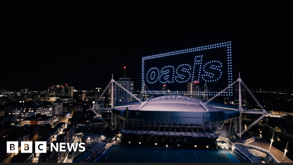 Oasis drone display appears above Principality Stadium ahead of Cardiff gig