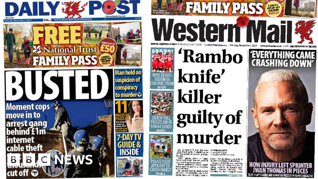 Wales' papers: Rambo knife killer guilty and £1m web cable theft