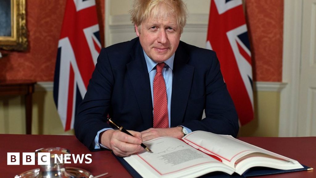 Brexit: Boris Johnson signs withdrawal agreement in Downing Street ...