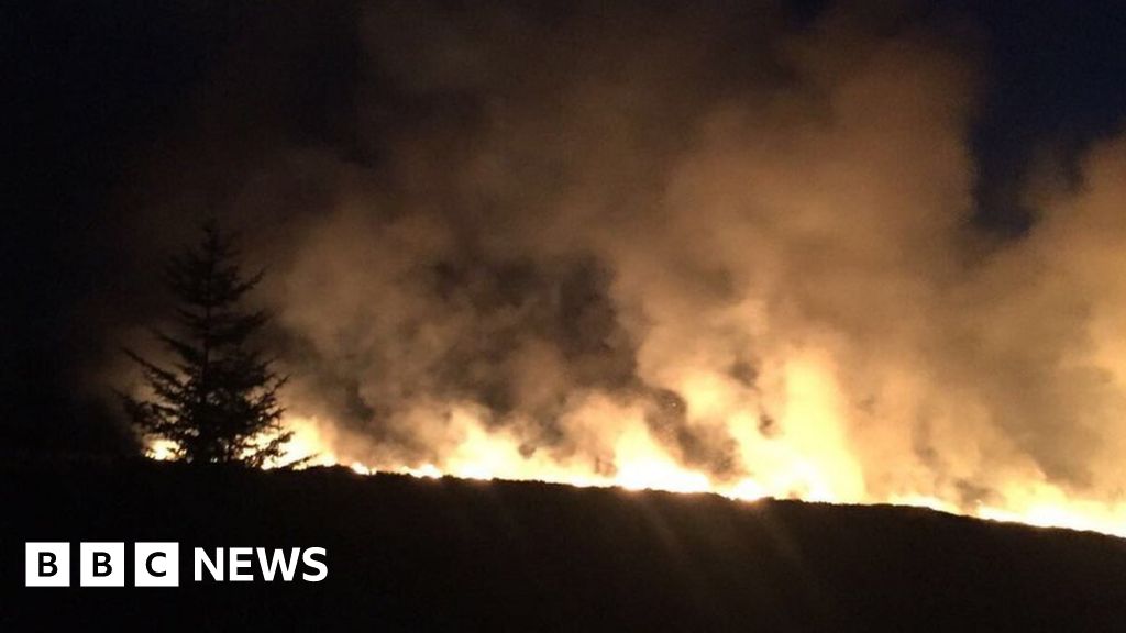 Firefighters tackle large wildfire near West Calder - BBC News