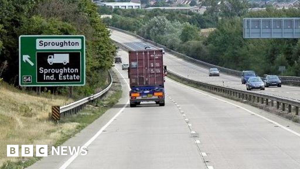 Man arrested after A14 Sproughton crash video shared online - BBC News