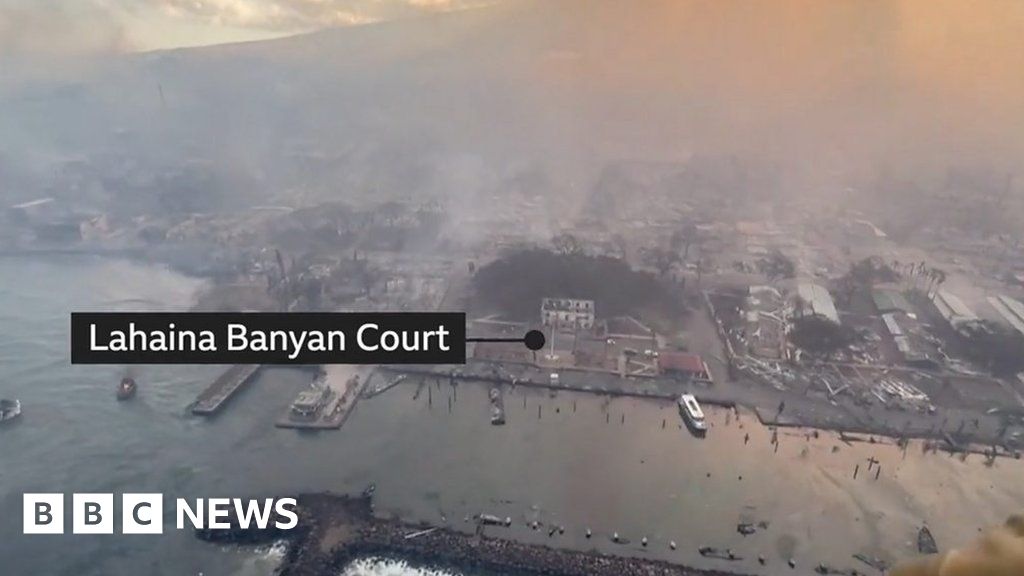 Aerial footage shows devastation on Maui - BBC News