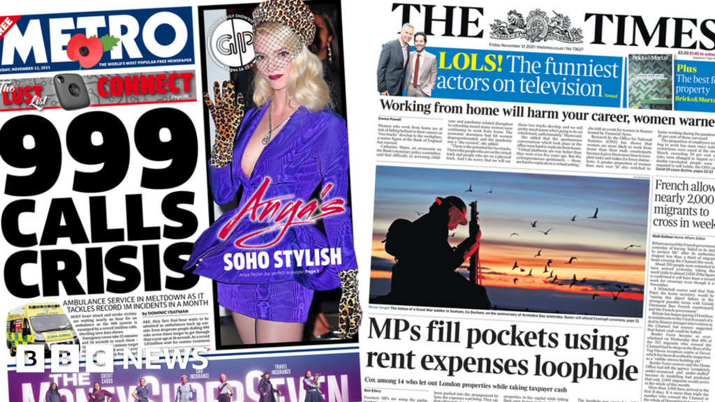 Newspaper headlines: 999 calls crisis and MPs' rent expenses loophole ...