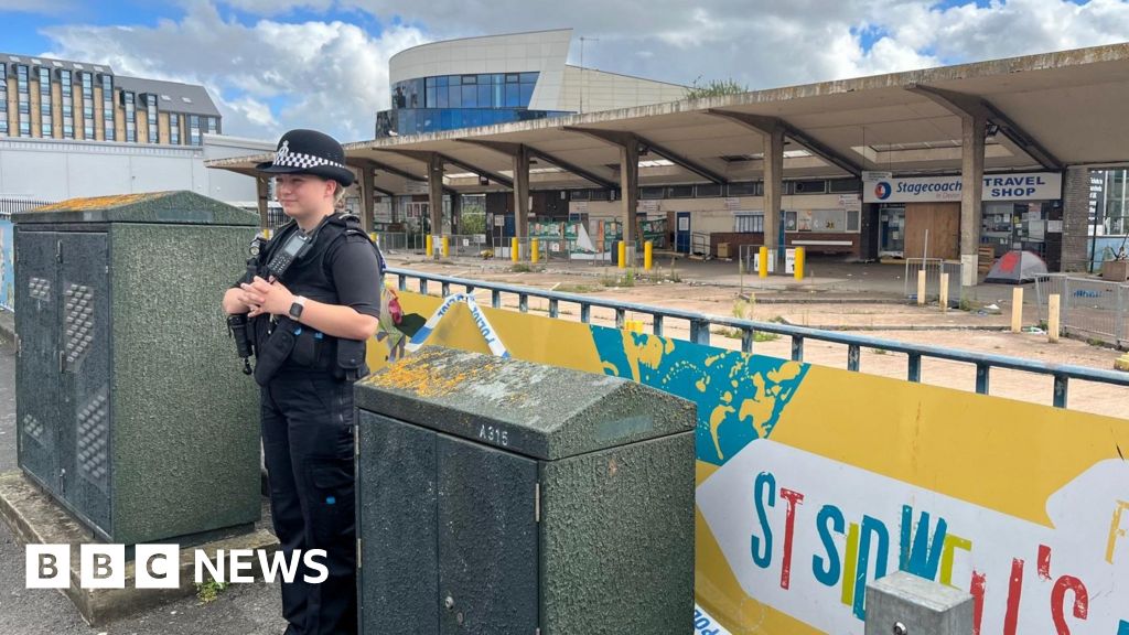 Exeter: Police cordon in place after fire in derelict bus station