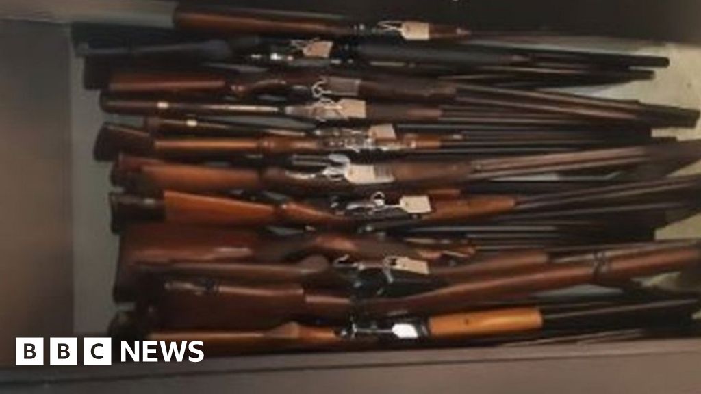 Seventy illegal weapons seized in Corfton, Shropshire - BBC News