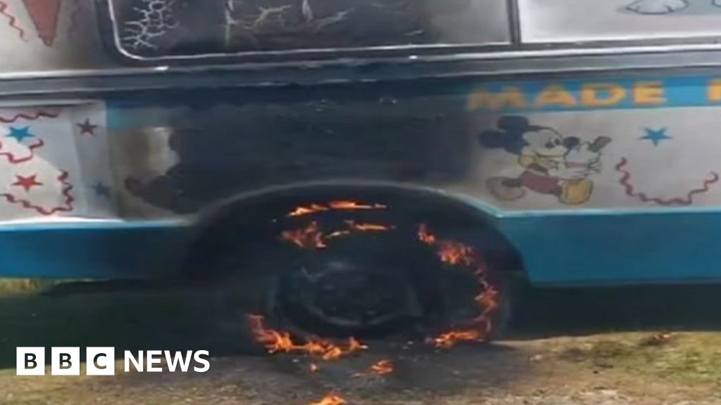 Ice cream set alight in Blaenavon as owner serves children - BBC News