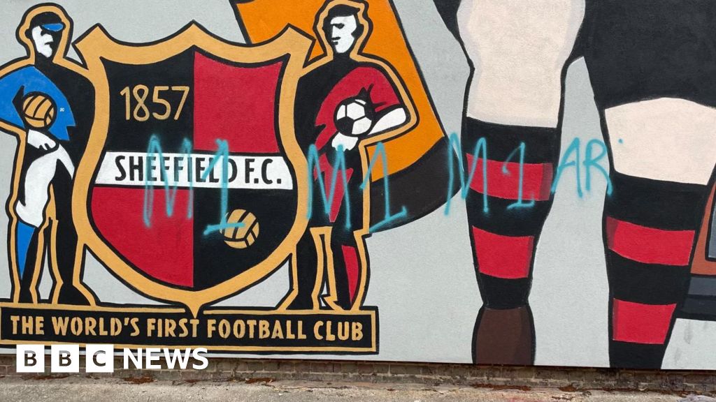 Sheffield FC 'saddened' after city mural vandalised - BBC News