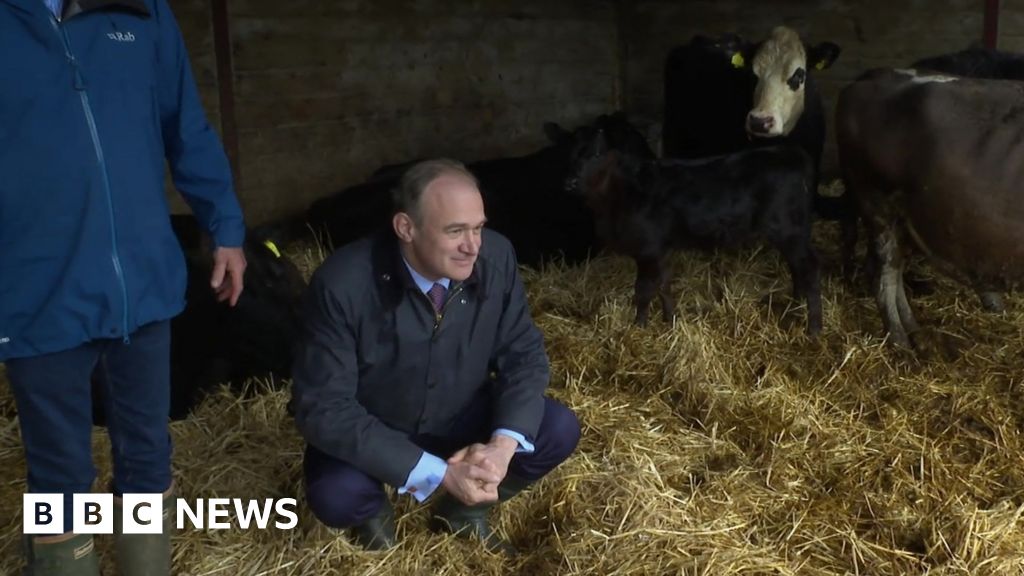 Lib Dem leader Sir Ed Davey visits Devon farm - BBC News
