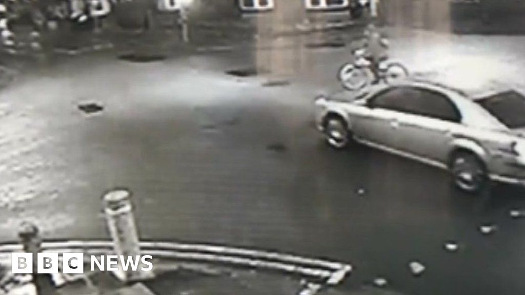 'Appalling' cyclist hit-and-run captured on CCTV - BBC News