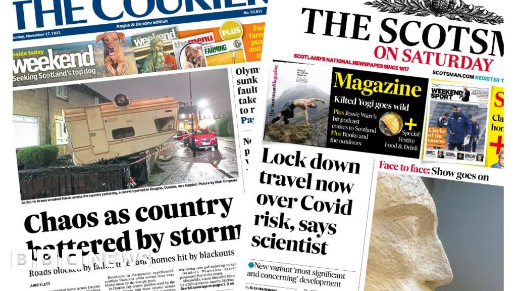 Scotland's papers: Omicron variant fears and storm chaos - BBC News