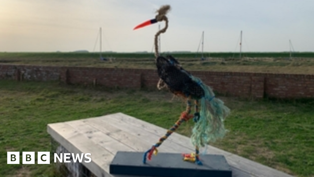 Sculptures made from litter left behind on Lincolnshire beaches
