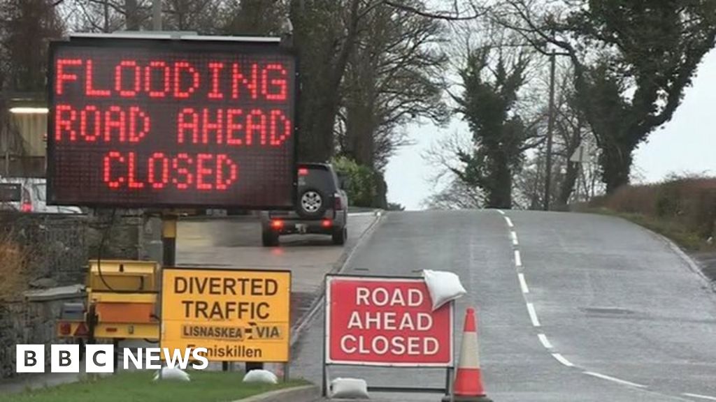 Roads closed due to Fermanagh flooding - BBC News
