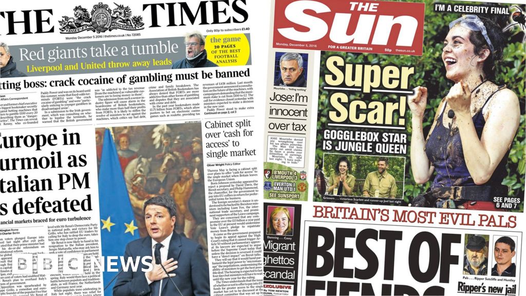 Newspaper review: 'Turmoil' in Europe and Queen Scarlett - BBC News