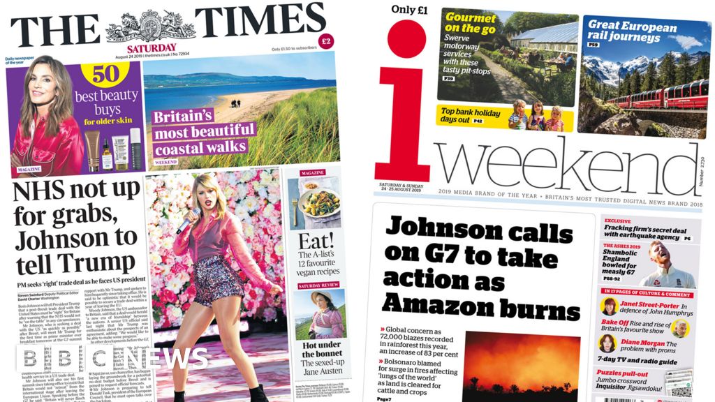 Newspaper review: Amazon fires and Johnson-Trump G7 talks - BBC News