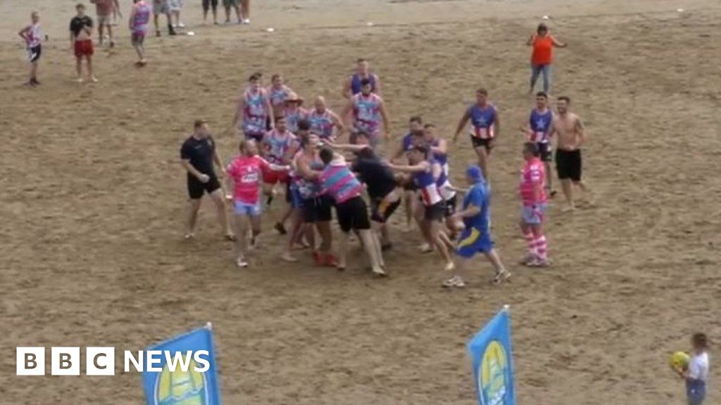 Swansea beach rugby brawl 'blown out of proportion' - BBC News