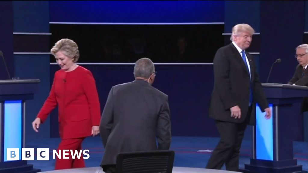 Lester Holt and Donald Trump shake hands after debate - BBC News