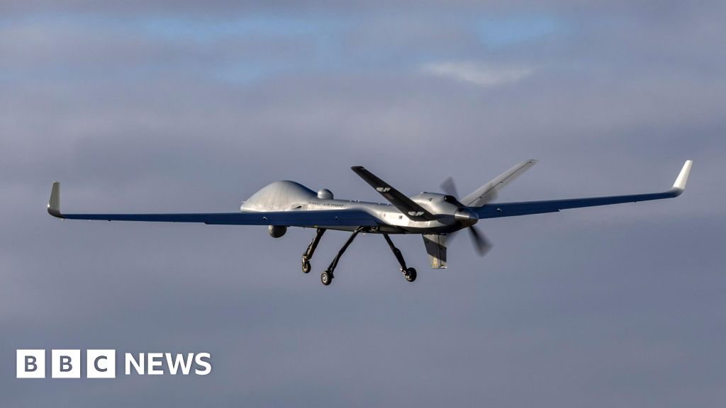 Waddington RAF surveillance drone takes first flight in UK skies - BBC News