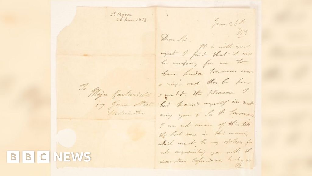 Unpublished Lord Byron letter sells in Gloucester for £6,000 - BBC News