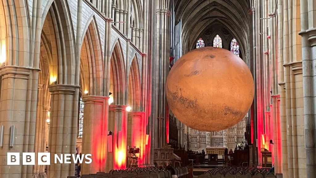 Visitors take in 'big' Mars sculpture at Truro Cathedral